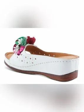 Spring Step | Shoes | Nwob Spring Step Flowerchild White Leather Slide ...